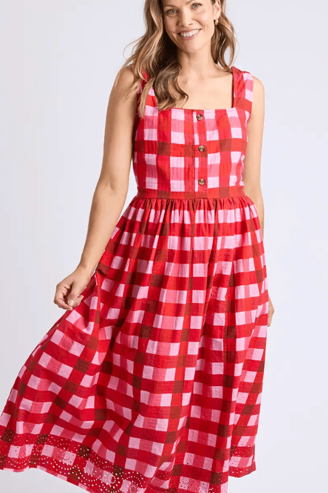 Elm Clothing Eden Dress Poppy Check – The Corner Booth